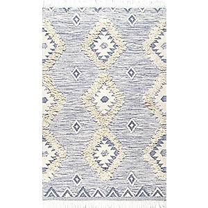 nuLOOM Savannah Moroccan Fringe Area Rug, 6' Square, Blue