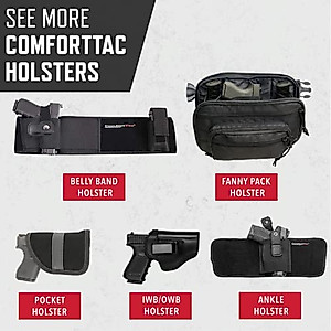 ComfortTac Ultimate Belly Band Gun Holster for Concealed Carry | Compatible with Smith and Wesson, Shield, Glock 19, 17, 42, 43, P238, Ruger LCP, and Similar Guns for Men and Women (Black, XL, Right)