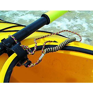 Yakclips Multi-Colored Coiled Paddle Leash for Men and Women, Kayaking Accessory