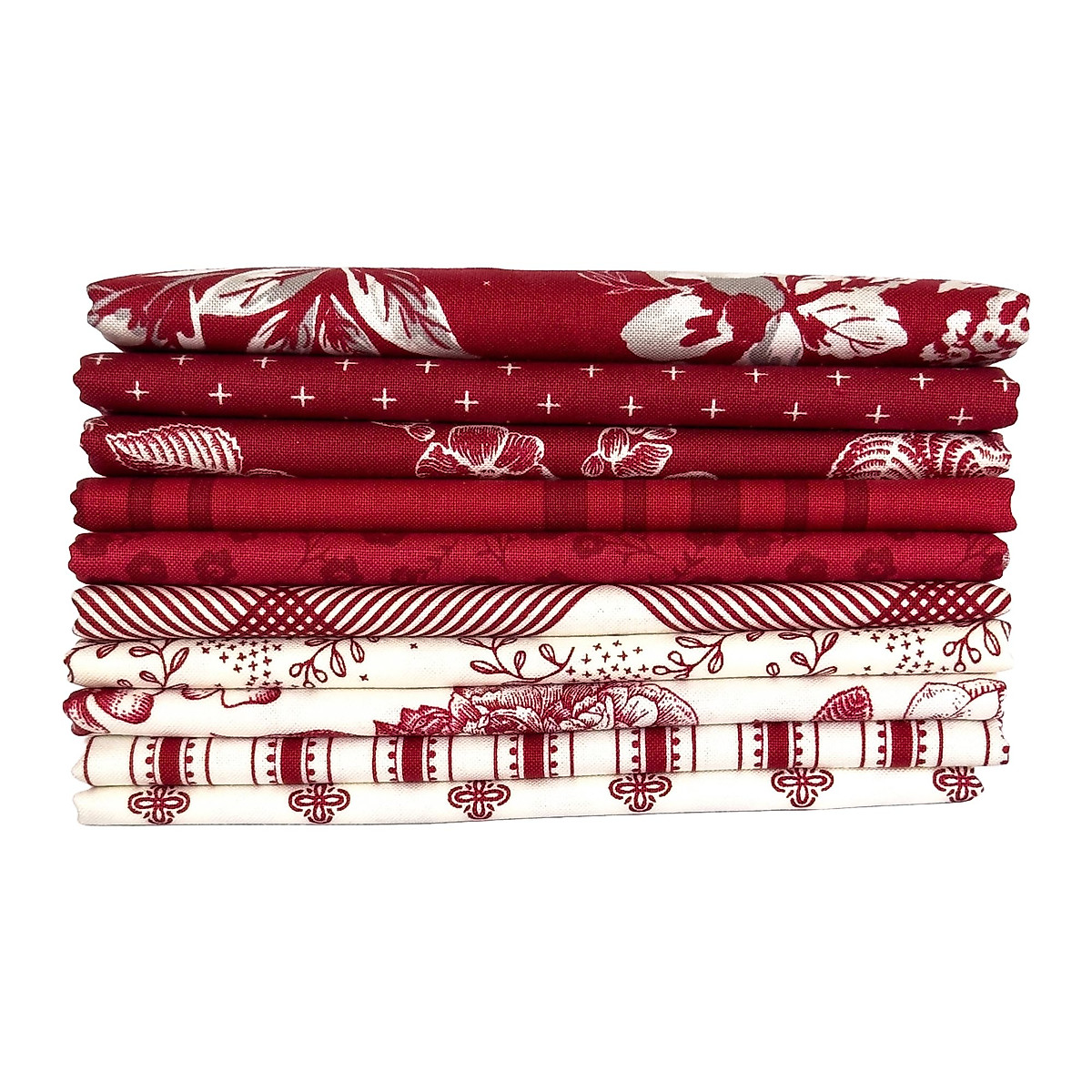 Lily Bella Fabrics Heirloom Red Fat Eighth Bundle (10 Pieces) by My Mind's Eye for Riley Blake (MME.HEIRLOOMRED.A.10FE)