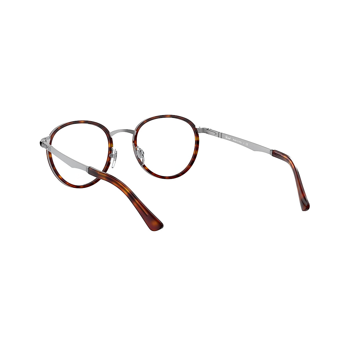 Persol PO2468V Round Prescription Eyewear Frames, Gunmetal/Havana/Demo Lens, 49 mm