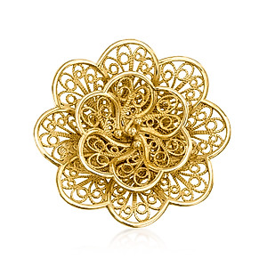 Ross-Simons 18kt Gold Over Sterling Floral Filigree Ring. Size 5