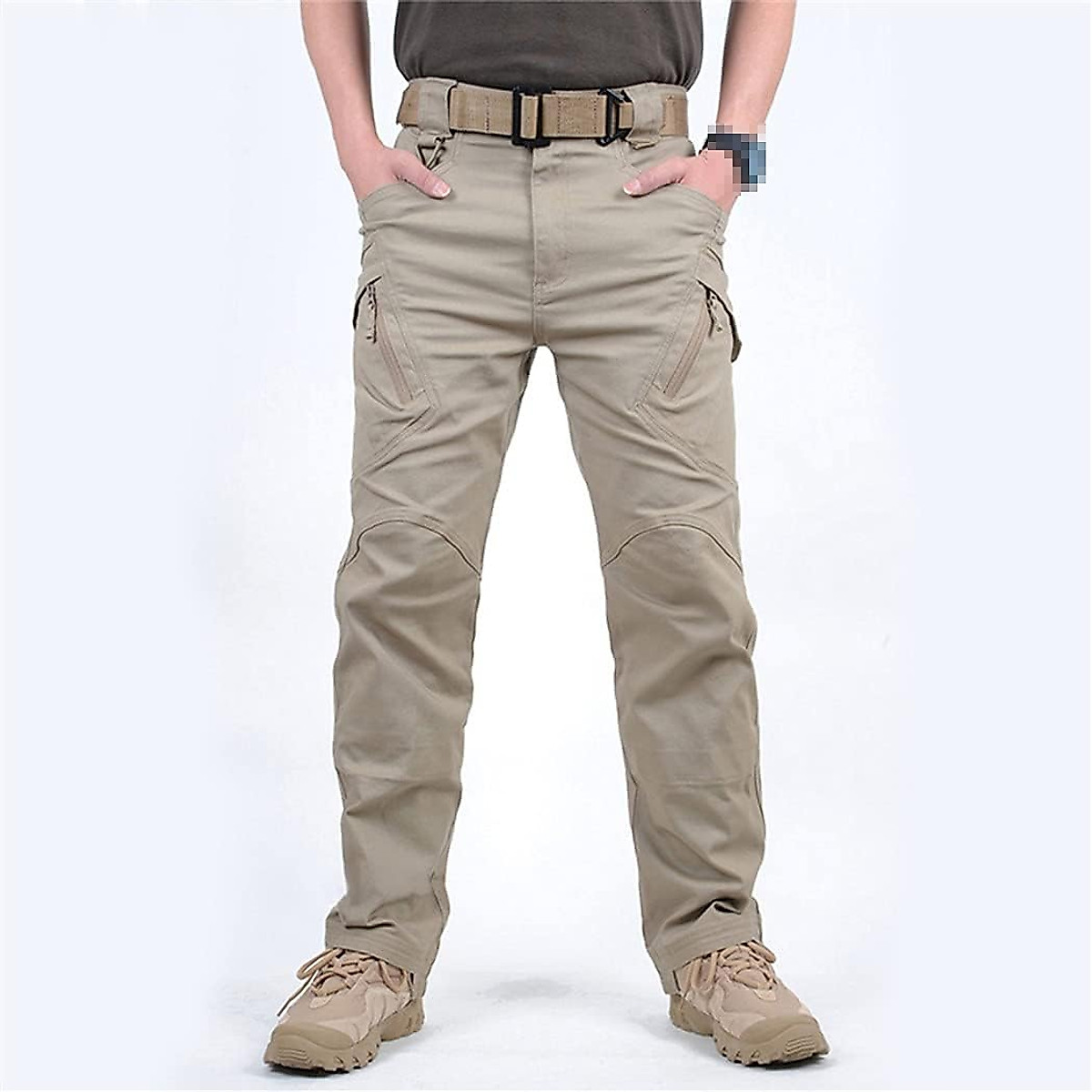 KEHAIOO Men Military Tactical Cargo Pants, SWAT Combat Army Trousers, Casual Many Pockets Stretch Cotton Pants Gray S