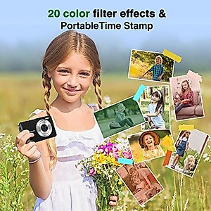 Digital Camera for Kids,HOORUAN FHD 1080P 44MP Kids Camera with 32GB Card,2.4“ LCD Vlogging Camera,16X Digital Zoom Compact Point and Shoot Camera, Portable Mini Kids Camera for Teens Students