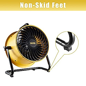 HiCFM 2800 CFM 16 inch High Velocity Turbo Floor Fan With 1/4 HP Motor, Multi-Purpose Portable Air Circulator Wall Mounted for Warehouse, Jobsite, Garage, Commercial or Industrial rooms - UL Listed