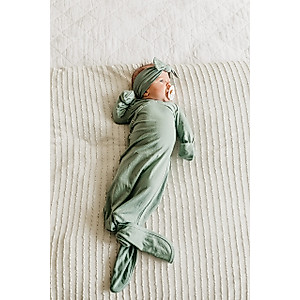 Copper Pearl Baby Gown - Knotted Newborn Sleepers for Baby Boy and Girl, Soft Stretchy Long Sleeve Infant Gowns with Bottom Tie and Hand Mittens, Perfect Hospital Coming Home Outfit (Briar)