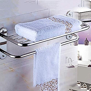 DINGZZ Double Towel Bar Stainless Steel Bathroom Kitchen Towel Holder Dual Towel Rod Rustproof Wall Mount