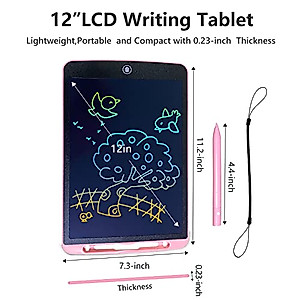 LCD Writing Tablet for Kids 12 Inch, SAnmay Colorful Drawing Tablet Erasable Electronic Doodle Board for Toddlers, Educational Toys Gifts for 3 4 5 6 7 8 Year Old Boys Girls, Pink