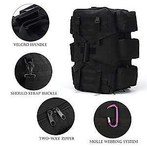 Sparklekle Military Duffel Bag 50L Gym Bag for Men Convertible Weekend Backpack for Sports Travel Camping (Black)