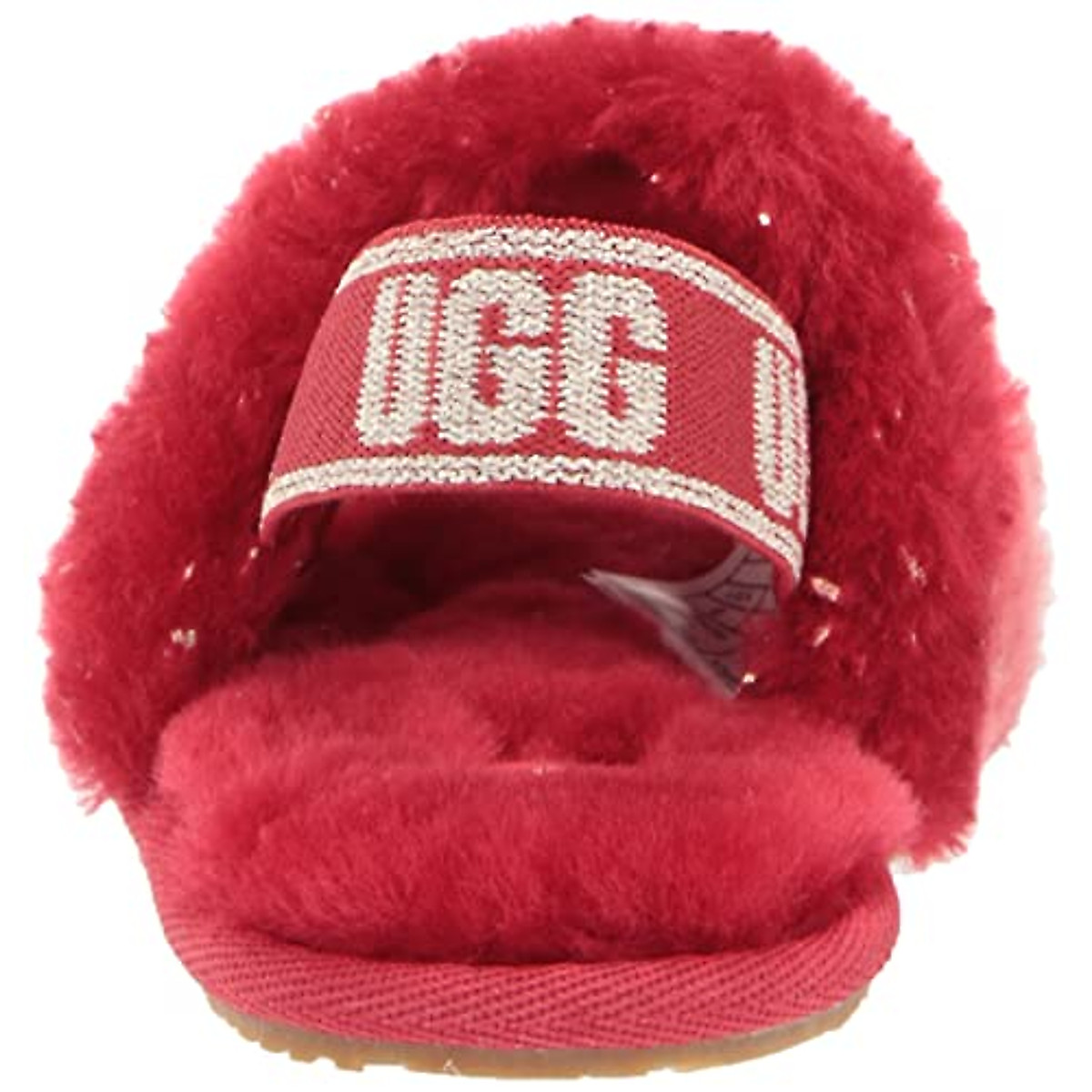 UGG Girls T Fluff Yeah Metallic Sparkle Slipper, Red Multi, 9 Toddler