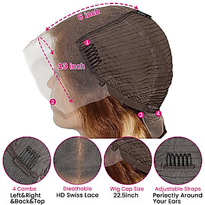 Highlight Ombre Lace Front Wigs 26 Inch 13x6 Body Wave Lace Frontal Wigs Pre Plucked with Baby Hair 1/30 HD Transparent Lace Frontal Wigs 180 Density