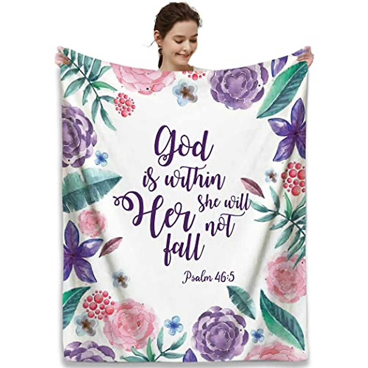 God is Within Her Blankets Bible Verse Blanket Spiritual Gifts for Women Soft Fluffy She Will Not Fall Fleece Blanket Get Will Soon Blanket Gift for Mom Women 40"X50"