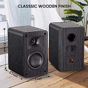 Saiyin Passive Bookshelf Speakers for Desktop Stereo or Home Theater Surround Sound, 3.5-Inch Woofer with Horn Tweeter, 2-Way Passive Near-Field Monitor Speakers, Wall Mountable,Without Speaker Wire