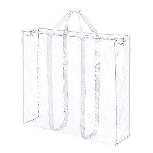 Whitmor Jumbo Everyday Holiday Bag, Seasonal Storage for Easter, Fourth of July, Fall & Christmas, Clear/White