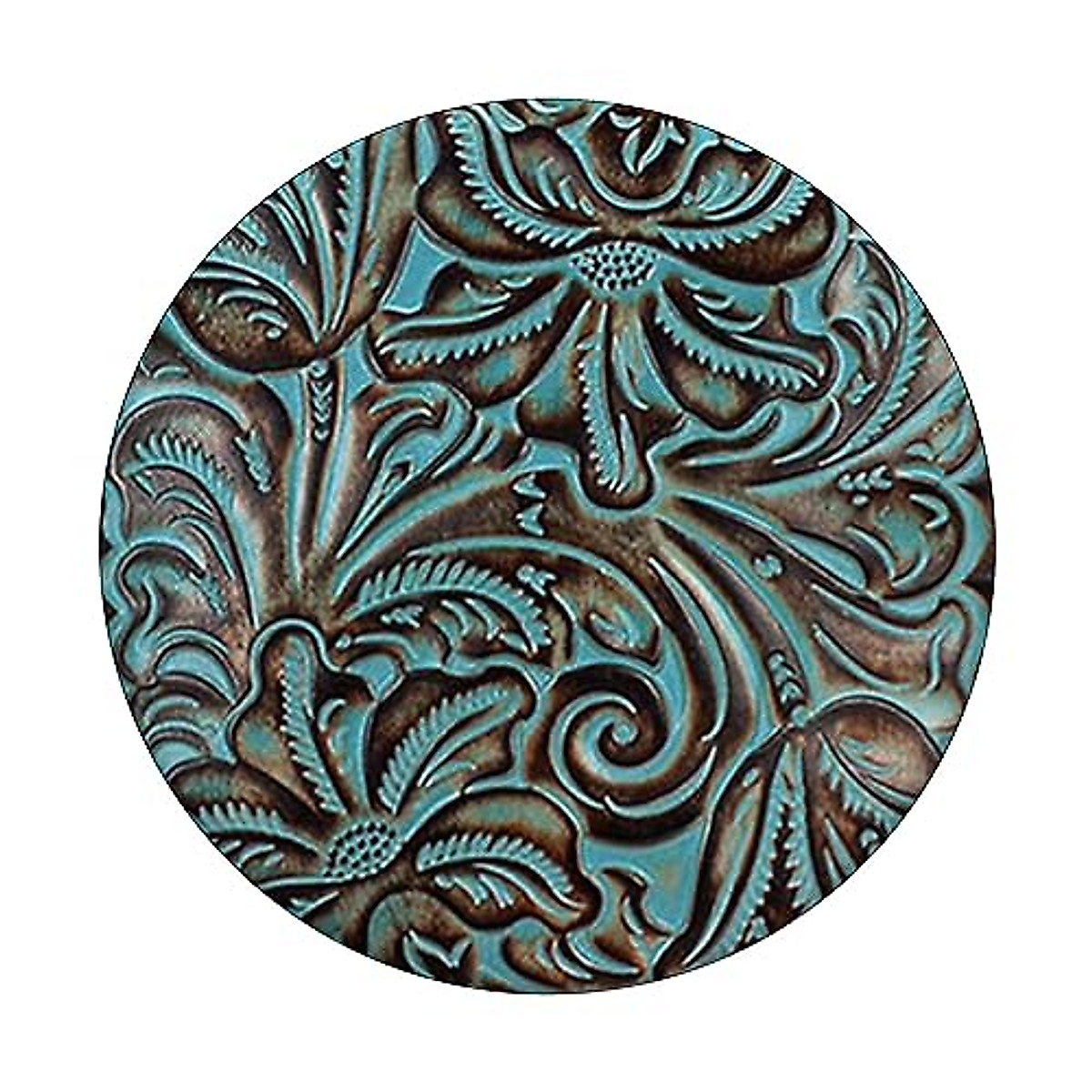 Western Mothers Day Gift - Turquoise Tooled Print PopSockets PopGrip: Swappable Grip for Phones & Tablets PopSockets Standard PopGrip