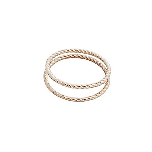 Honeycat Skinny Twist Rope Ring Duo Set in Gold, Rose Gold, or Silver | Minimalist, Delicate Jewelry (Rose Gold, 6)