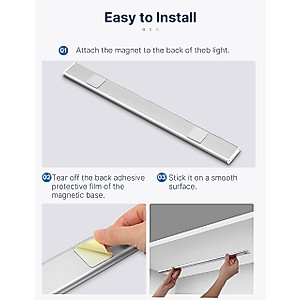 Wakodir 69 LED Under Cabinet Lighting, Motion Sensor Cabinet Light with 1800 mAh Battery, Wireless Rechargeable Night Light for Closet, Hallway, Stairs Cabinet, Kitchen, Wardrobe, Cupboard - 2 Pack