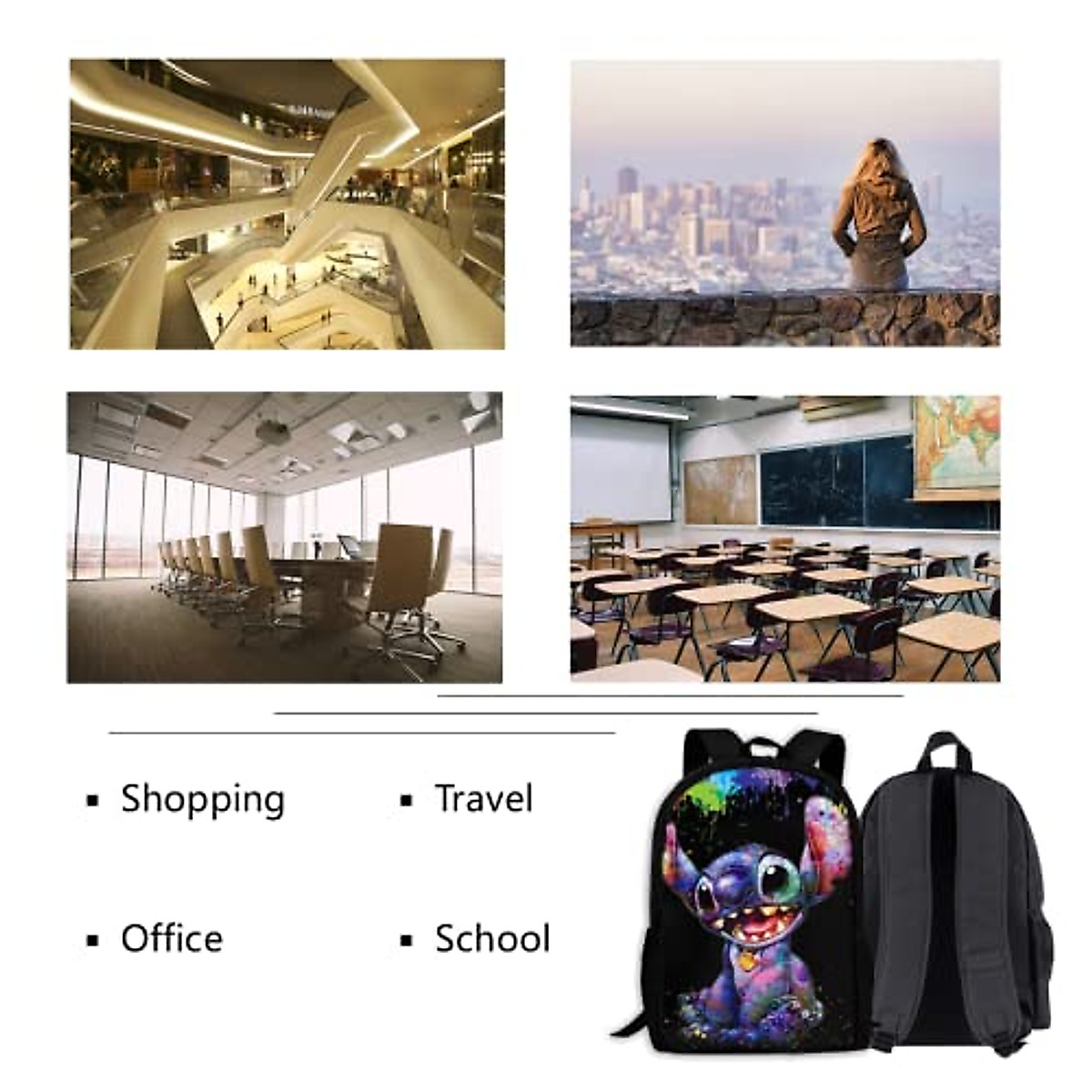 KINUNKN Backpack Anime Laptop Backpack Student Anime Fans Large Capacity Book Bag for Woman