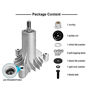 Replacement 130794 Spindle 153535 Pulley Compatible with Craftsman Mower - Spindle Assembly with Pulley Compatible with Craftsman LT1000 LT2000 DYT4000 42" Deck Tractor, HU, Poulan Pro Riding Mower