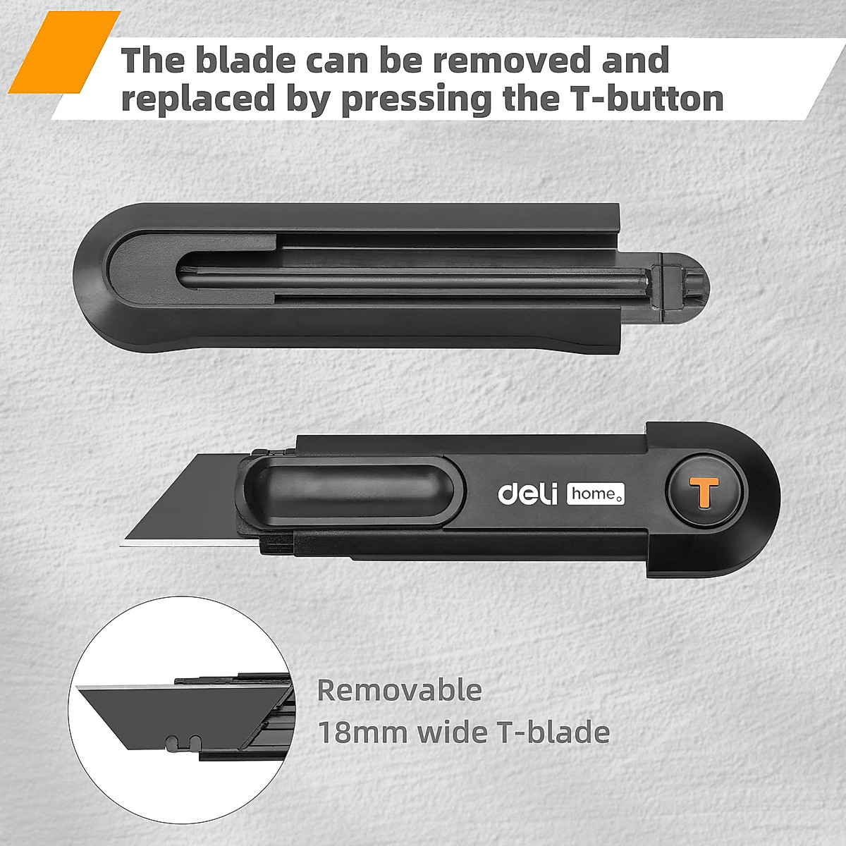 deli 3pcs Utility Knife Box Cutters Set, Retractable Box Opener, Sharp Cartons Cardboard Cutter Razor Knife, Light-weight and Compact Perfect for Office and Home Use