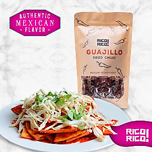 RICO RICO - Dried Guajillo Chiles Peppers 4 oz - Natural and Premium. Great For Mexican Recipes Like Mole, Tamales, Salsa. Resealable Kraft Bag by RICO RICO