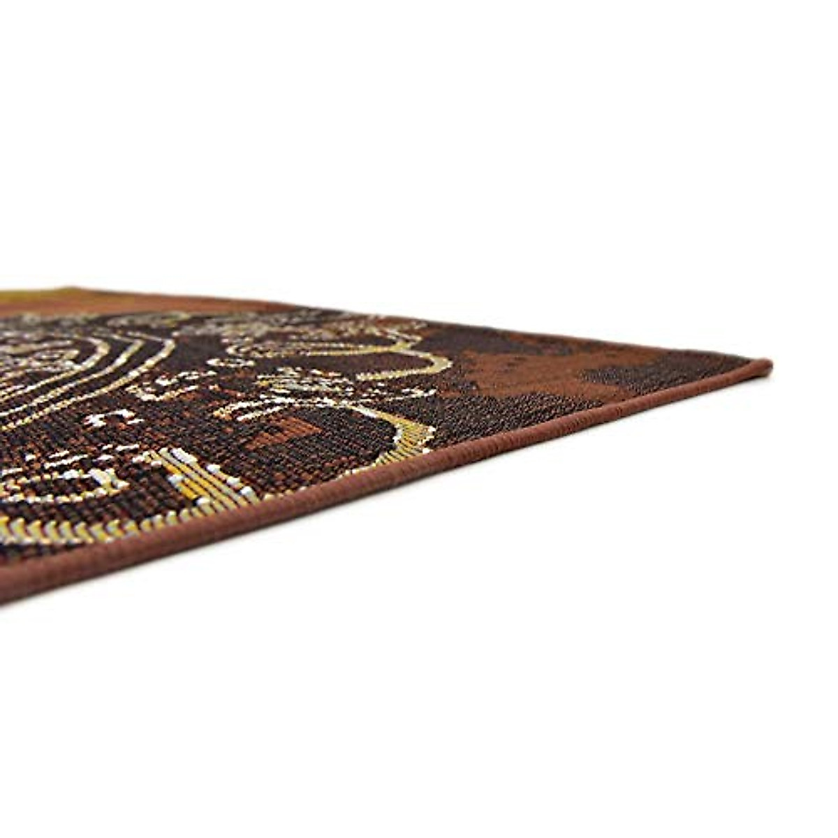 Unique Loom Outdoor Modern Collection Area Rug - Trio (5' 3" x 8' Rectangle, Rust Red/ Gold)