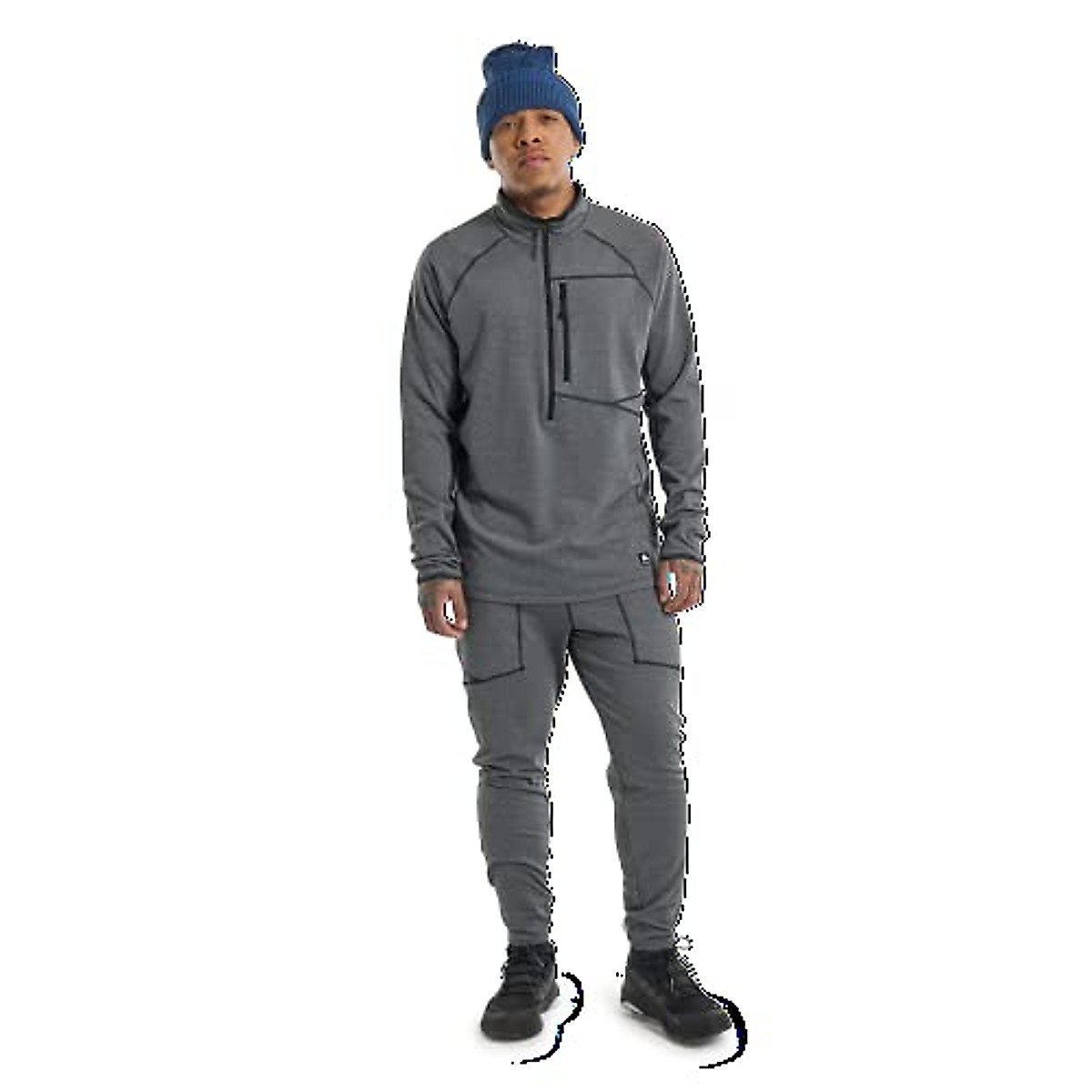 Burton Men's Standard Stockrun Grid Half-Zip Fleece, True Black, X-Large