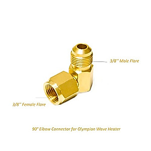 Catilon 90° Elbow Connector for Olympian Wave Heaters, 90 Degree Propane Fitting Adapter Replacement for Low Pressure Olympian Wave Gas Fired Heaters, with 3/8" Female and Male Flare