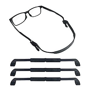 Festful Silicone Spectacle Straps, 3 Non-slip Elastic Sports Glasses Straps for Kid Boys and Girls, Sunglasses Straps, Black