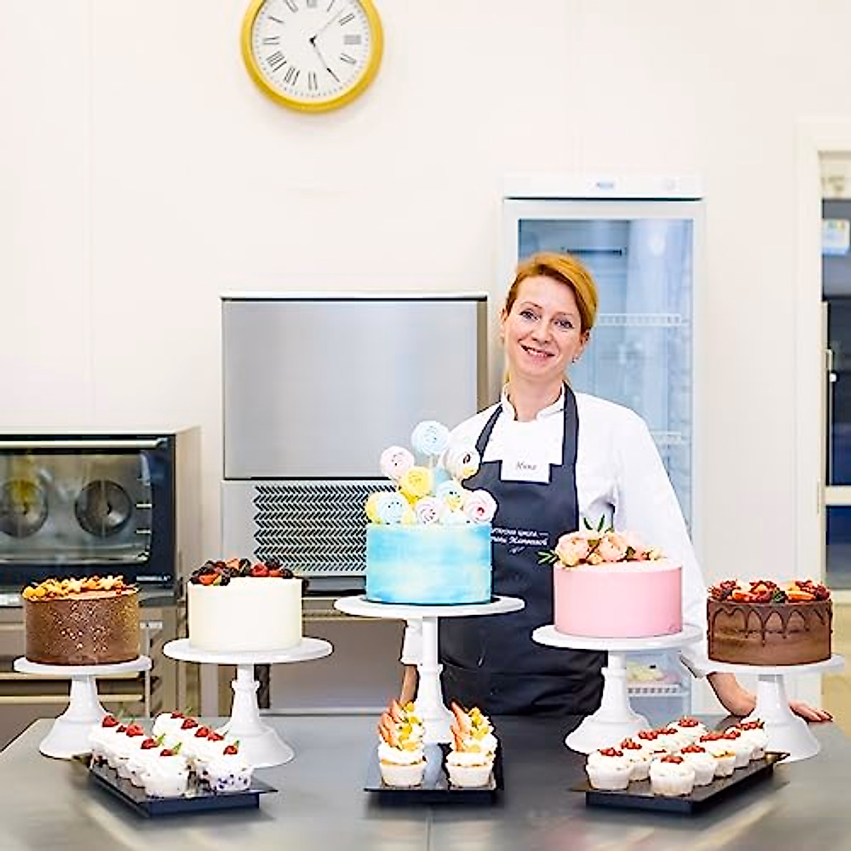 saiguomi 3Pcs Cake Stand, White Round Cupcake Stand 8/10/12Inch Dessert Display Stand Cupcake Holder Pastry Serving Plate for Baby Shower Wedding Birthday Party Celebration Home Decoration