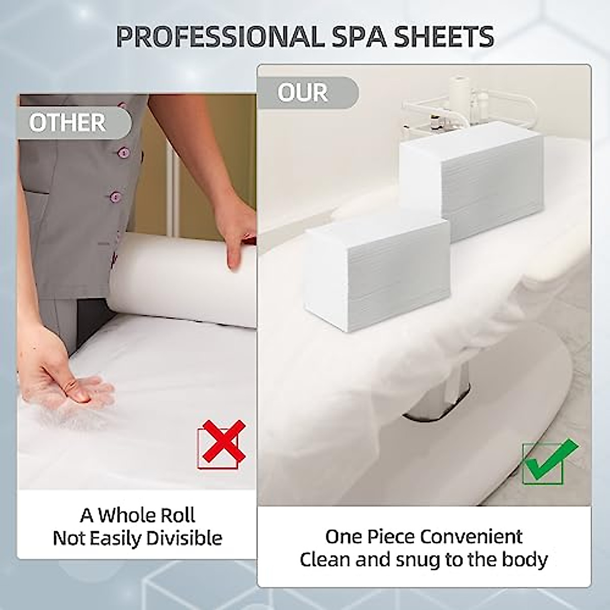 100 Pcs Disposable Massage Table Sheets,Non-woven Spa Fabric Sheets for Esthetician,Tattoo,Waxing and Lash Bed(31.5" x 71",white)
