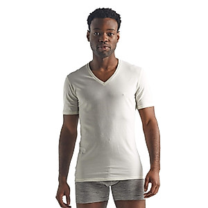 Icebreaker Merino Anatomica T-Shirts for Men, Short Sleeve V-Tee, Merino Wool Base Layer - Lightweight, Durable Thermal Shirts for Skiing, Hiking - Cold Weather Men’s Essentials, Snow, X-Large