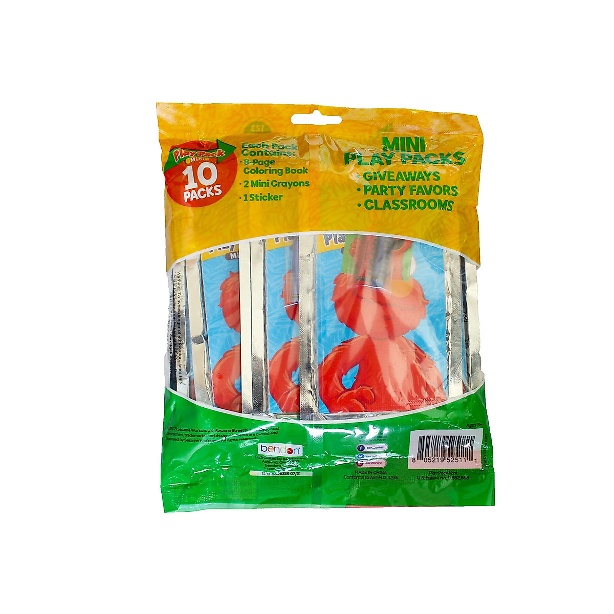 Bendon Sesame Street Mini Play Packs | Sesame Street Party Favors | Includes Mini Coloring Book, 2 Mini Crayons, and a Sticker |10-Pack | Officially Licensed (Sesame Street)