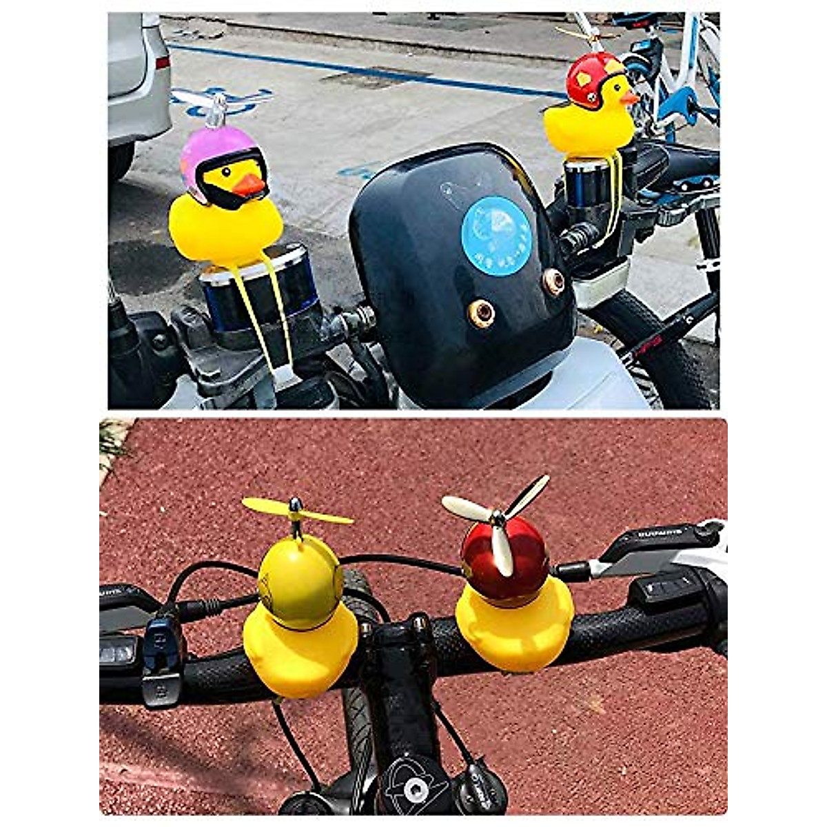 Duck Bike Bell, Kids Bike Horn, Cute Bicycle Lights Bell Squeeze Horns for Toddler Children Adults Cycling Motorcycle Yellow Duck Light Rubber Duck Helmet Toys