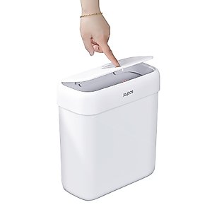 funest Bathroom Small Trash Can with Lid,10L / 2.7 Gallon Slim Garbage Bin Wastebasket with Press Top Lid for Bedroom,Rv,Office,Kitchen,Craft Room