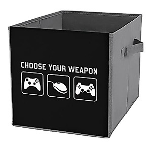 Choose Your Weapon Video Game Controller Collapsible Storage Bins Cubes Organizer Trendy Fabric Storage Boxes Inserts Cube Drawers 11 Inch