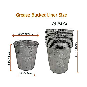 Firsgrill 15-Pack Liners & Replacement Traeger HDW152 Drip Grease Bucket for Traeger 20/22/34, Pit Boss, etc Pellets Smoke (Black 15)