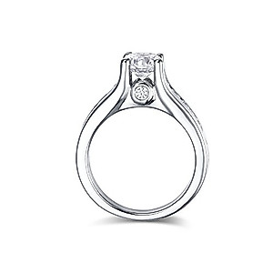 HAFEEZ CENTER 3mm Width 1ct D Color VVS Round Brilliant Cut Solitaire Simulated Diamond Engagement Ring (6, Simulated Diamond)