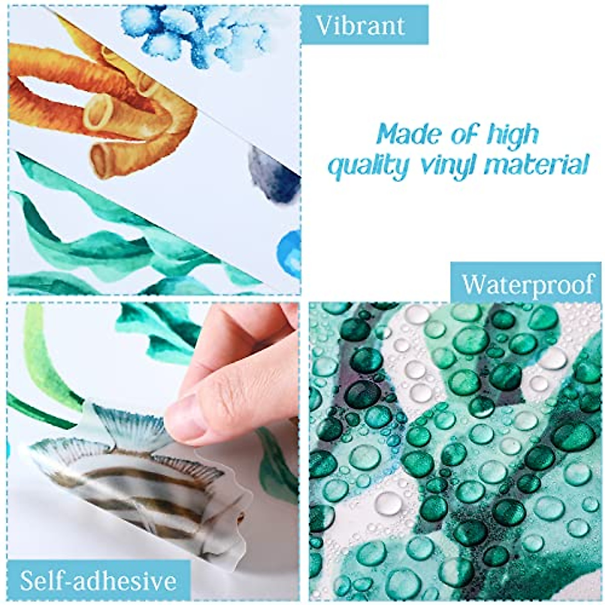 3 Pieces Large Watercolor Sharks Wall Decals Ocean Animal Peel and Stick Wall Sticker Under The Sea Marine Life Theme Decals Nursery Room Home Decor Boy Girl Kid Party Supply, 11.2 x 34.6 Inches