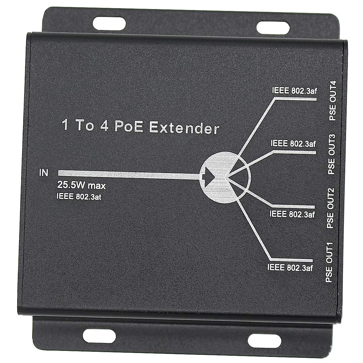POE Extender RJ45 4-Port 10/100M IEEE802.3at (Power-in) to IEEE802.3af (Power-Out) for Ethernet/PoE Power AP, IP Camera, IP Telephone and Other Network equipments