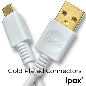 Ipax 2X 6 Ft Hi-Speed Fast White Micro-USB Charging Cable Cord Compatible with Samsung Galaxy J2 Prime Core J4+ J6+ J8 S6 S7 Huawei Mate SE Huawei Honor 8X Xiaomi Redmi Note 6 Pro Blu Vivo XL4 Studio