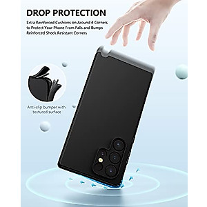 FNTCASE for Samsung Galaxy S23-Ultra Case: Slim Protective Shockproof Silicone Cell Phone Cases - Matte Rubber Dual Layer Cell Phone Cover Hard Bumper (Black)