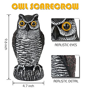 3-Pack Owl Decoys for Bird Deterrent - Weatherproof Bird Repellent Devices for Outdoor Use - Plastic Owls to Scare Birds Away and Control Garden Pests