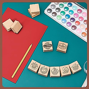 Sasylvia 10 Pcs Blank Hard Wood Rubber Stamp Mounts with A4 Size Grey Rubber Stamp Sheet Laser Engraver Accessories Rubber Stamp Carving Tools Soft Rubber Mat Carving Blocks (Red, 1.57 x 1.57 Inch)