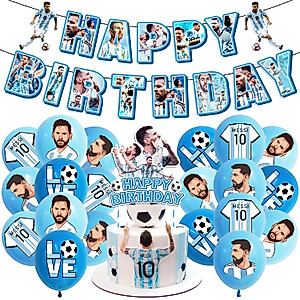 Soccer Themed Birthday Party Supplies, Soccer Birthday Party Decorations Includes Banner, Balloons, Cake Toppers, Football Party Favors Soccer Party Decorations for Kids Adults Birthday Party Favors