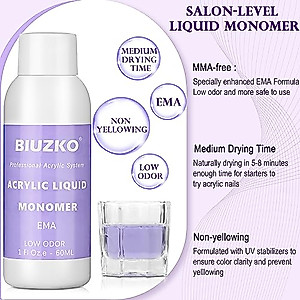 Acrylic Nail Kit, Acrylic Powder and Acrylic Liquid Monomer Set with Nail Prep Primer Top Coat Kolinsky Brush Nail Glue Tips Acrylic Nail Kit with Everything for Beginners