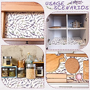 BBTO 10 Sheet Fragrant Drawer Liners for Dresser Lavender Scented Cabinet Liners for Shelves 15.8 x 22 Inch Paper Liner for Drawers and Cabinets Non Adhesive Drawer Paper Liner (Lavender Style)