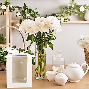 50 Set Wine Glass Gift Box Glassware Display Box Favor Boxes with Clear Window 9 oz Stemless Wine Glass Storage Box for Wedding Bridal Shower Baby Shower Birthday Parties Favors (White)