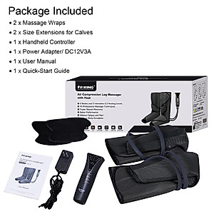FIT KING Leg and Foot Massager with Heat, Air Compression Leg Massager for Circulation and Pain Relief Helpful for Swollen Legs Edema RLS - Great Gift for Women Parents Friends - FSA HSA Eligible
