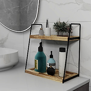 Dorhors 2 Tier Bathroom Counter Organizer Storage,Vanity Organizer for Bathroom Counter,Wood Counter Standing Rack for Bathroom,Dresser,Kitchen